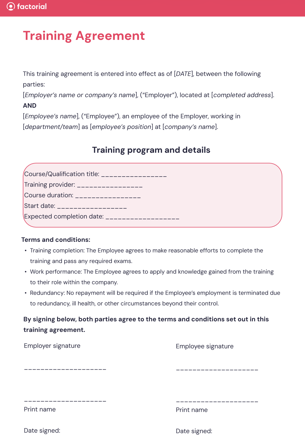 Training Agreement: What Is It and How Do You Use It