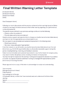 When to Write a Final Written Warning (+ Template) | Factorial