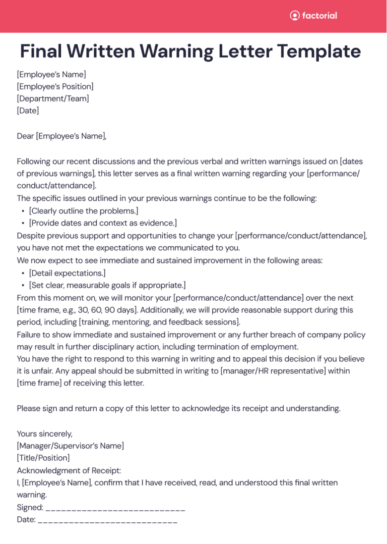 When to Write a Final Written Warning (+ Template) | Factorial